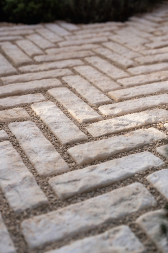 Hebron Cream Splitface Herringbone Setts Outdoor